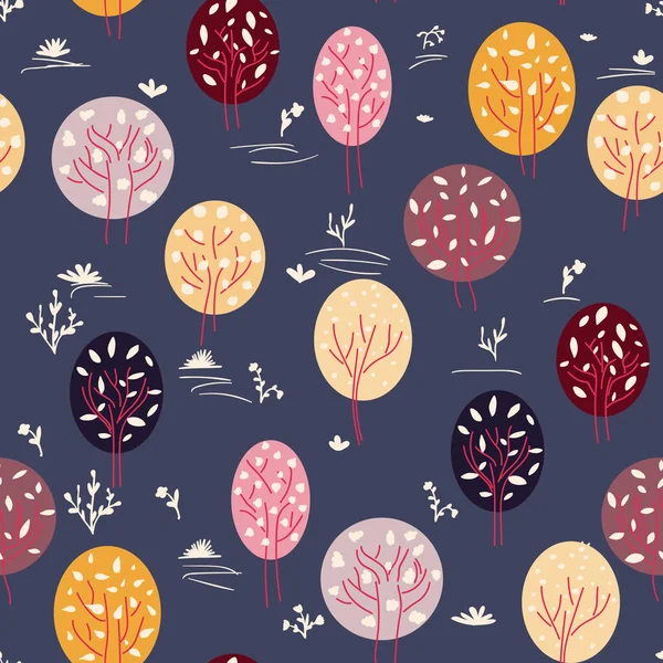 Seamless background with stylized trees. Forest bright pattern Stock ...