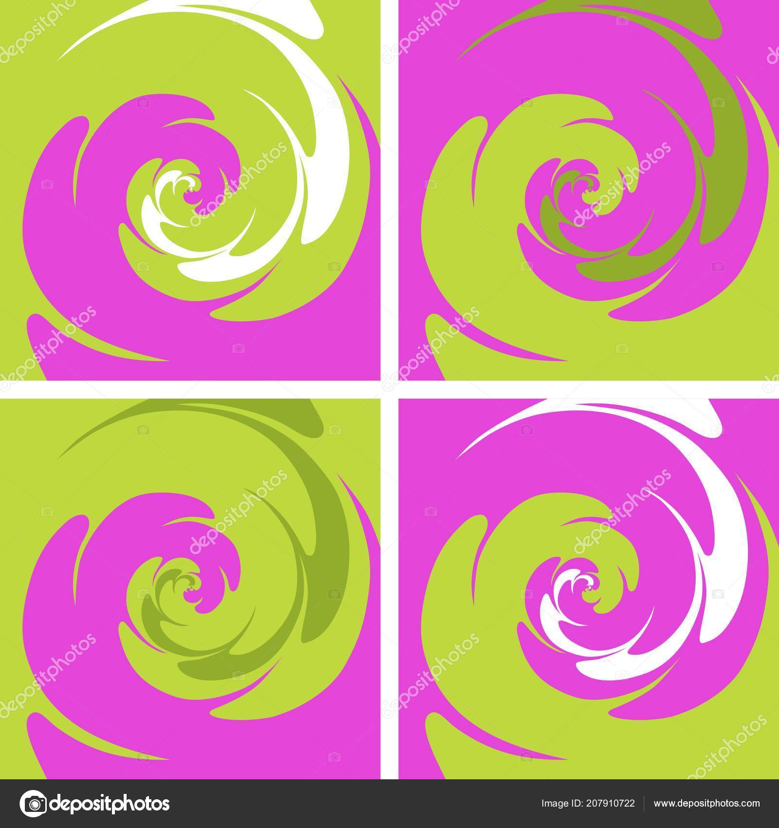Set Four Colored Spiral Background Pink Green White Colors — Stock ...