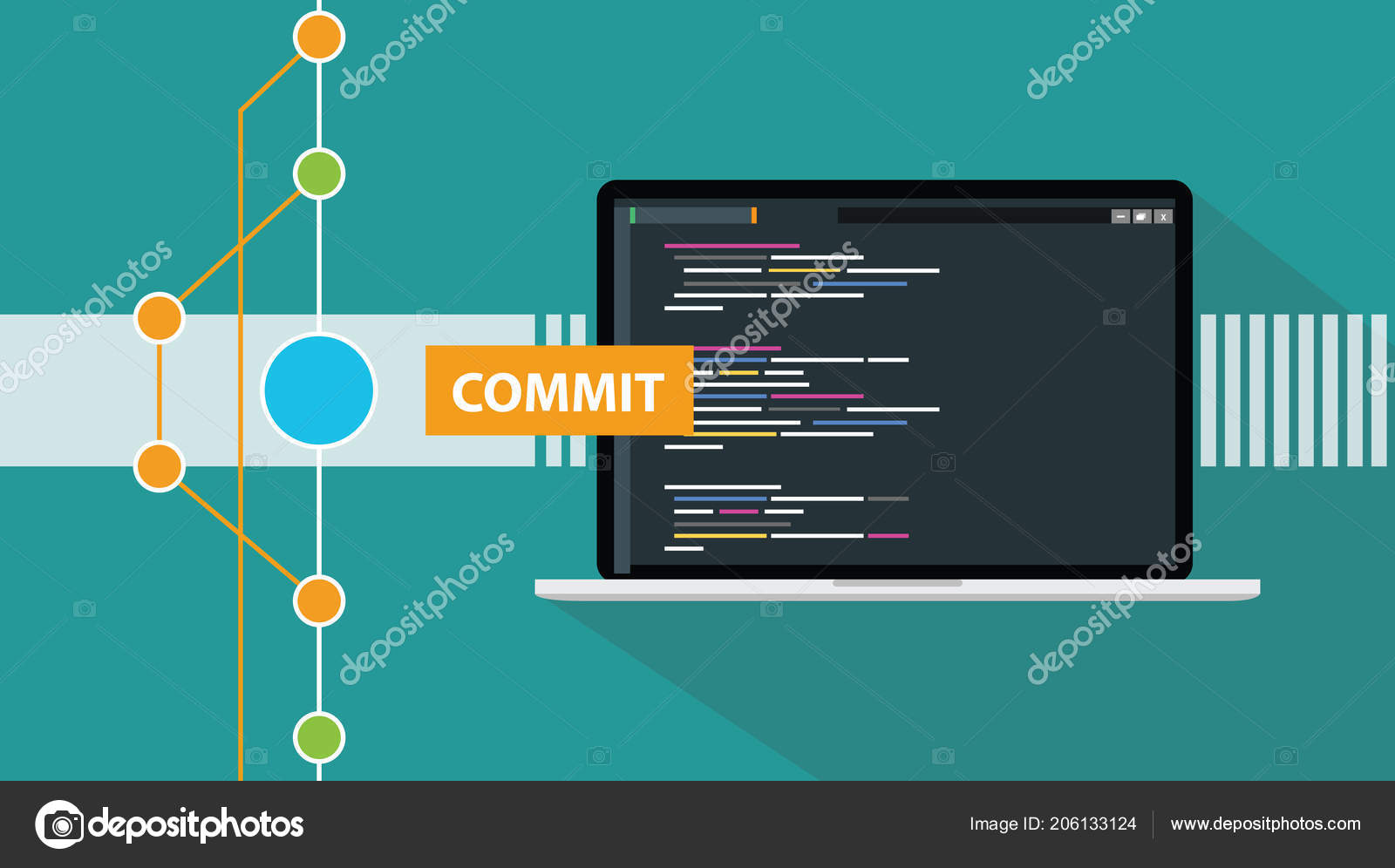 Git Commit Command Programming Technology Code Repository Online Cloud Vector Stock Vector Image ...