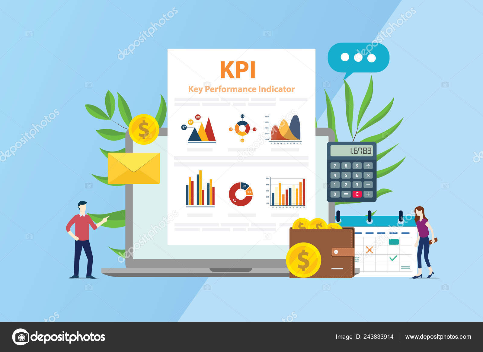 Kpi Key Performance Indicator Concept Business Report Graphic People ...