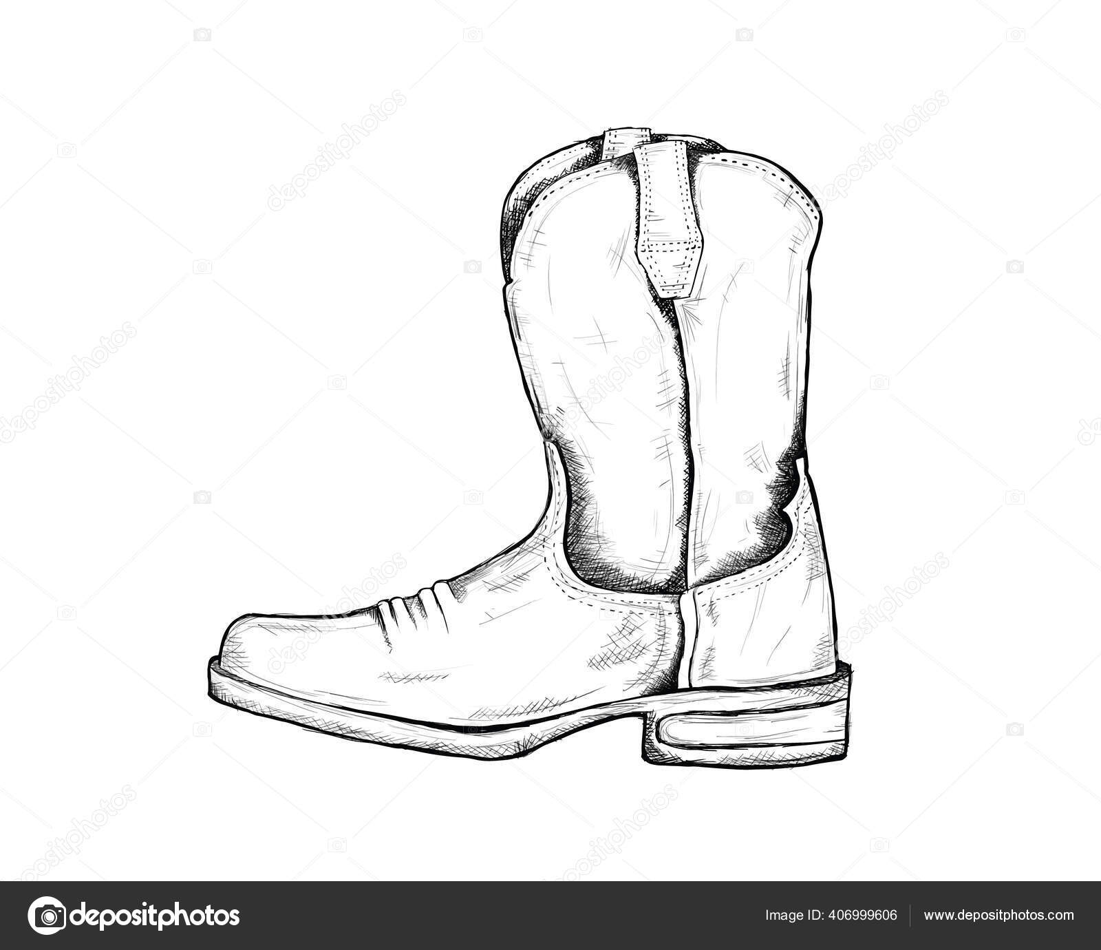 Simple Cowboy Boot Drawing