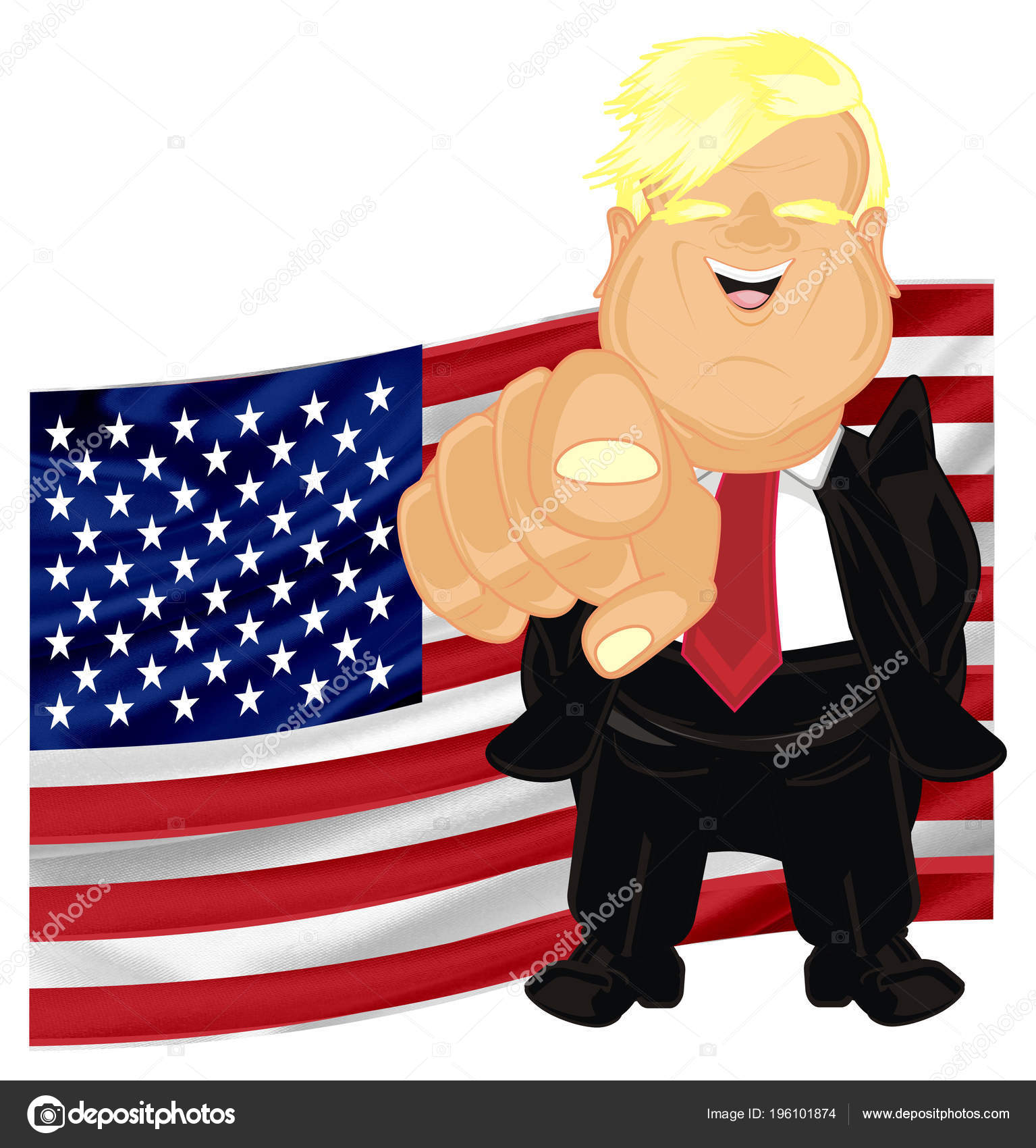 Smiling Boss Black Suit Flag Stand Show Gesture Stock Illustration by ...
