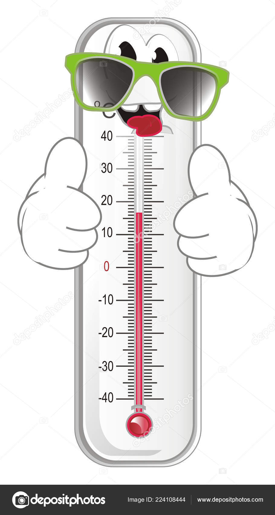 Happy Thermometer Show Gesture Cool Black Sunglasses — Stock Photo ...