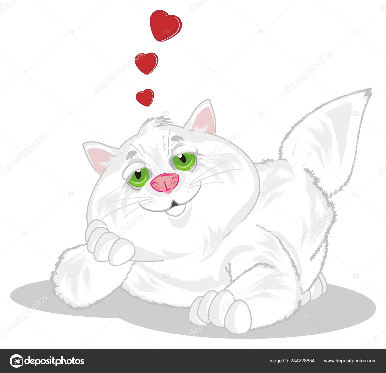Smiling Fat Cat Love Wth Many Hearts Stock Illustration by ...