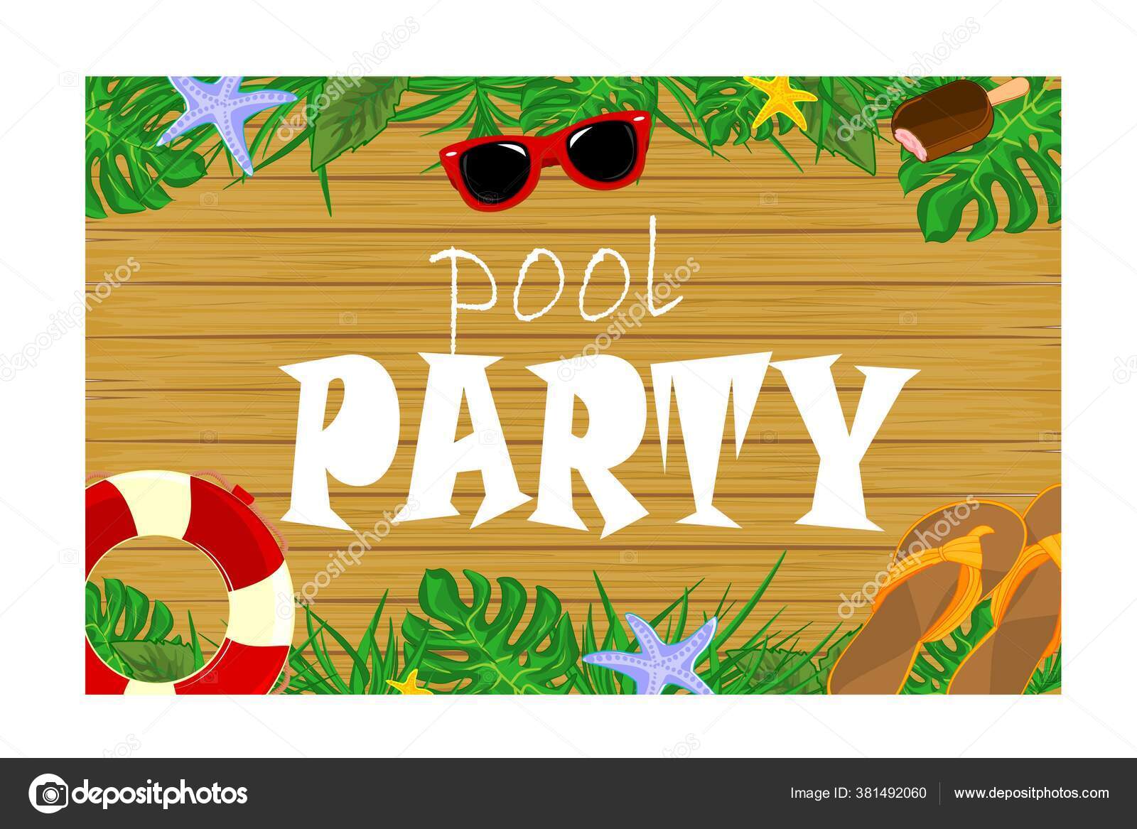 Pool Party Symbols Summer Time Stock Illustration by ©tatty77tatty ...
