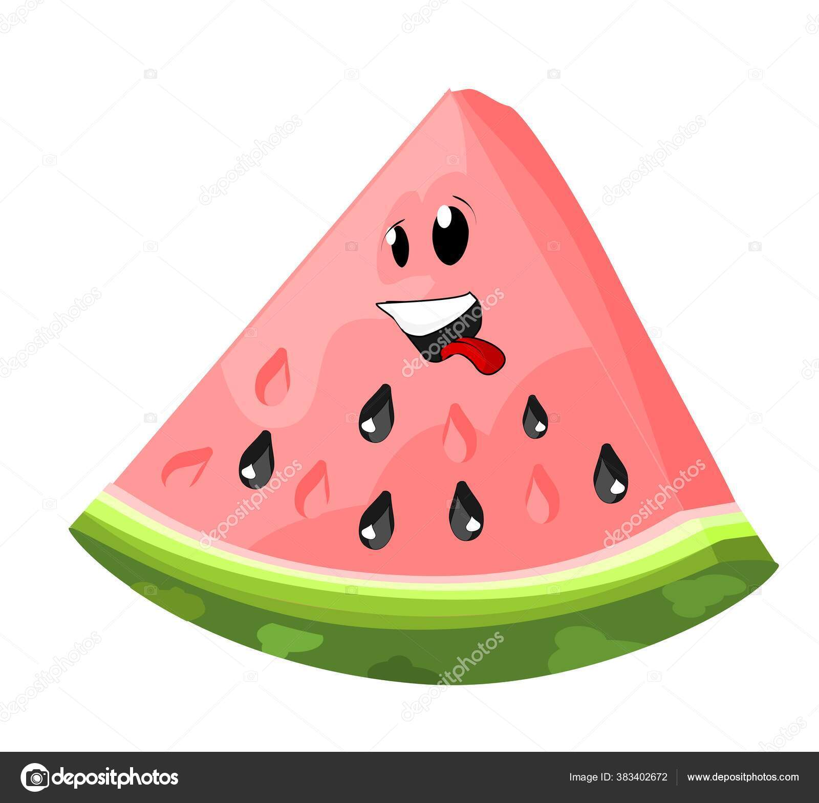 Smiling Pink Slice Watermelon Stock Illustration by ©tatty77tatty ...