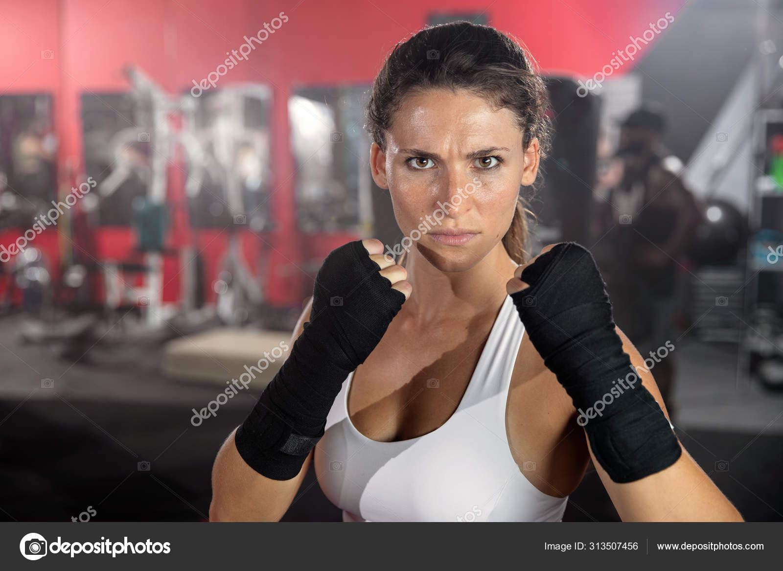 Beautiful Strong Powerful Female Fighter Self Defense Trainer Posing ...