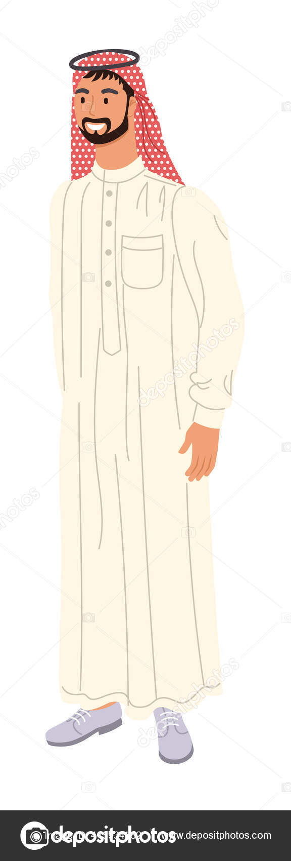 Arabian man full length portrait isolated on white Stock Vector by ...
