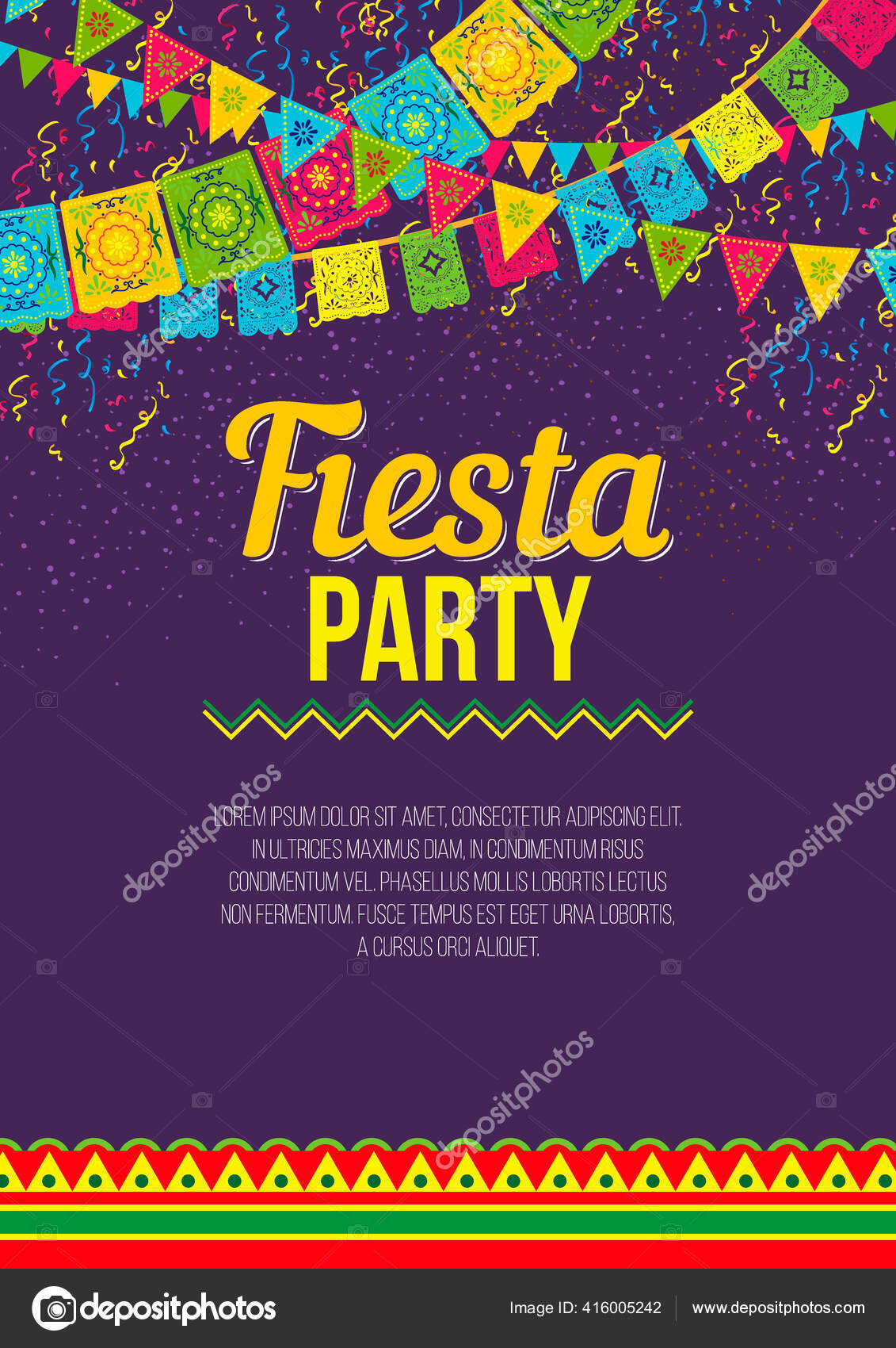 Vector Design Colorful Amusing Poster Advertising Fiesta Party Purple ...
