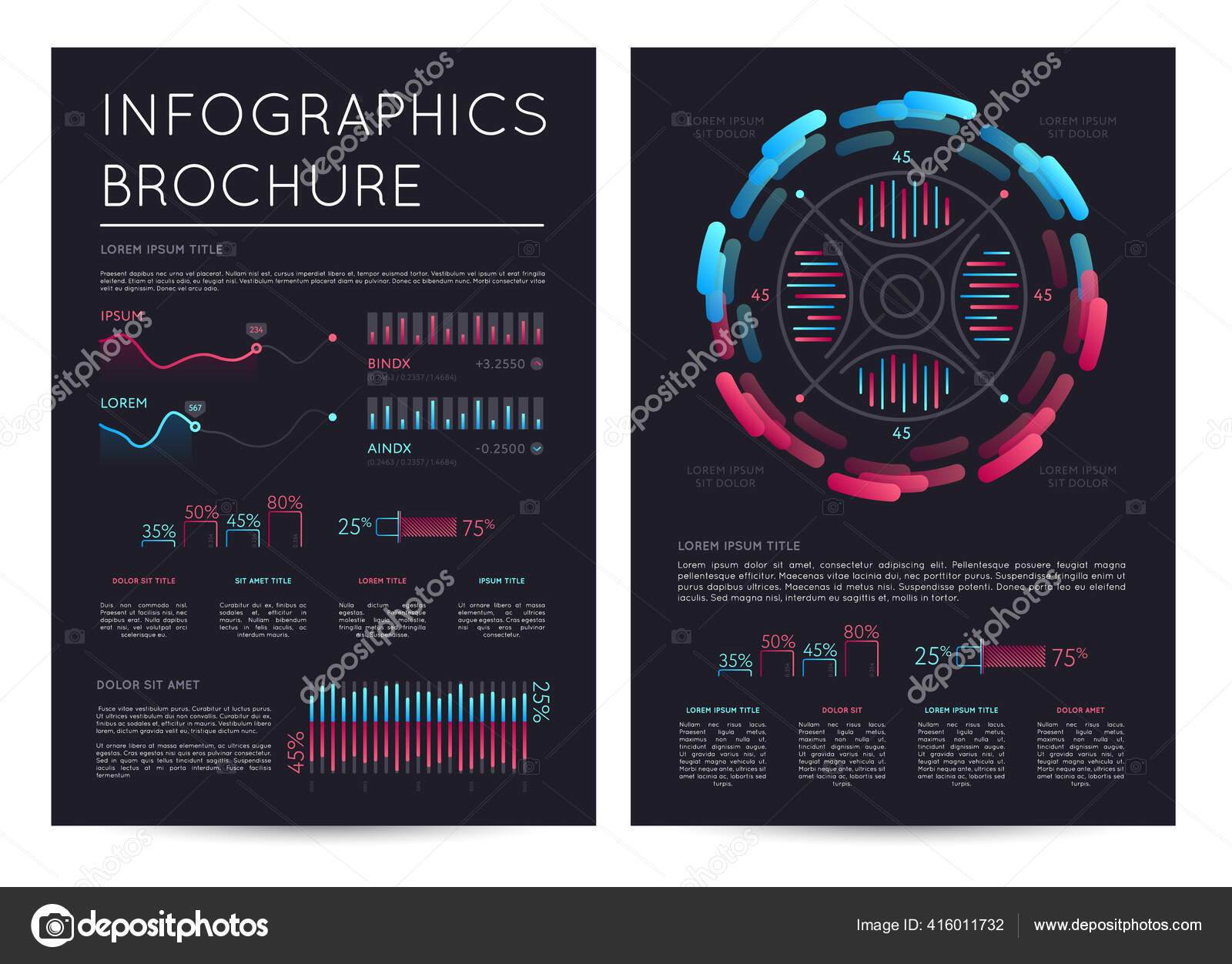 Business Infographics Brochure Various Charts Abstract Data ...