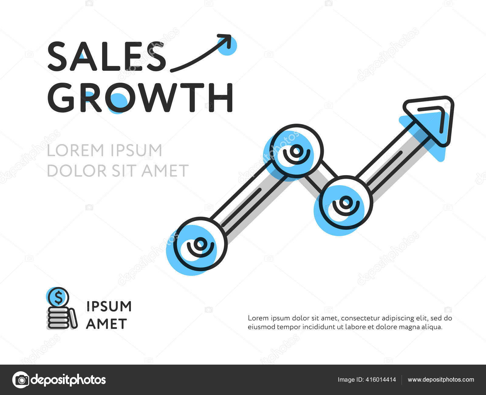 Blue Black Design Poster Showing Increasing Sales White Background ...