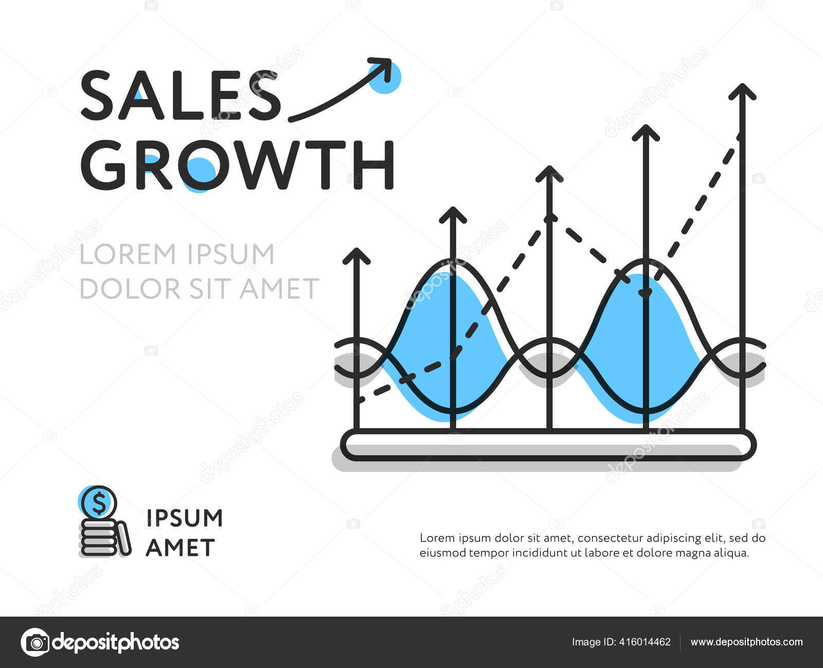 Infographic Flat Design Increasing Chart Line Showing Sales Growth ...