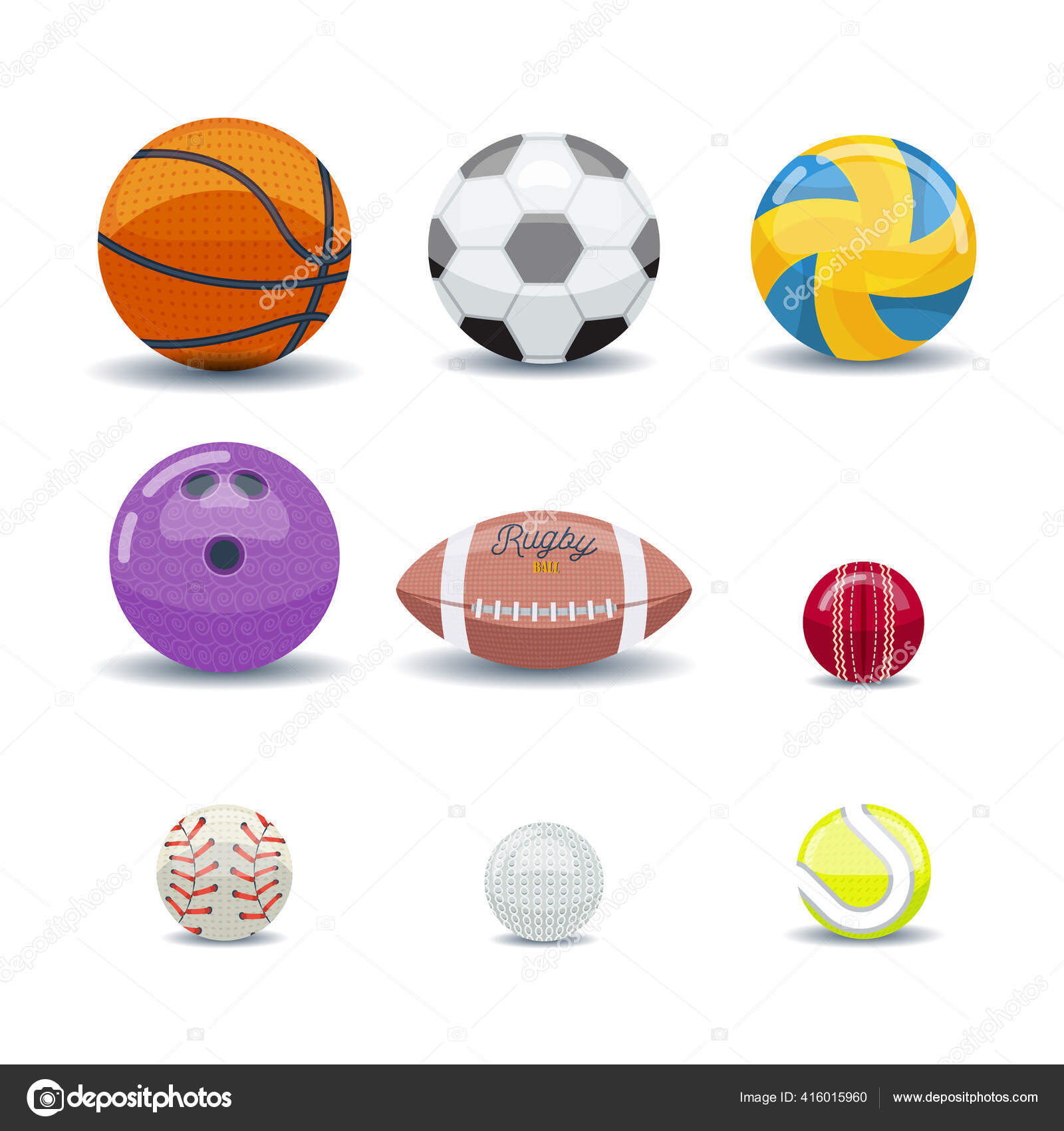 Illustration Set Playing Balls Different Games White Background Stock ...