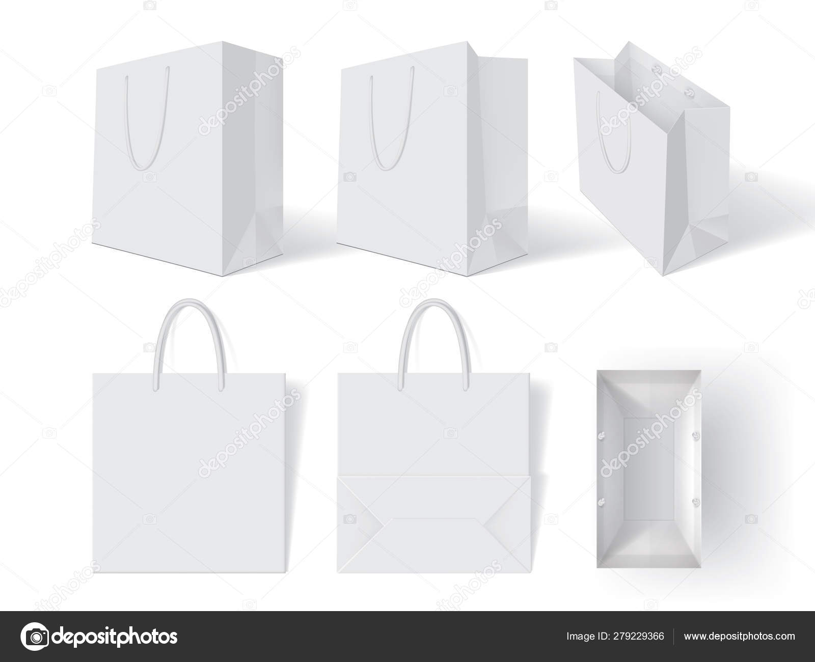 White paper bag top view on white background mock up Stock Vector Image ...