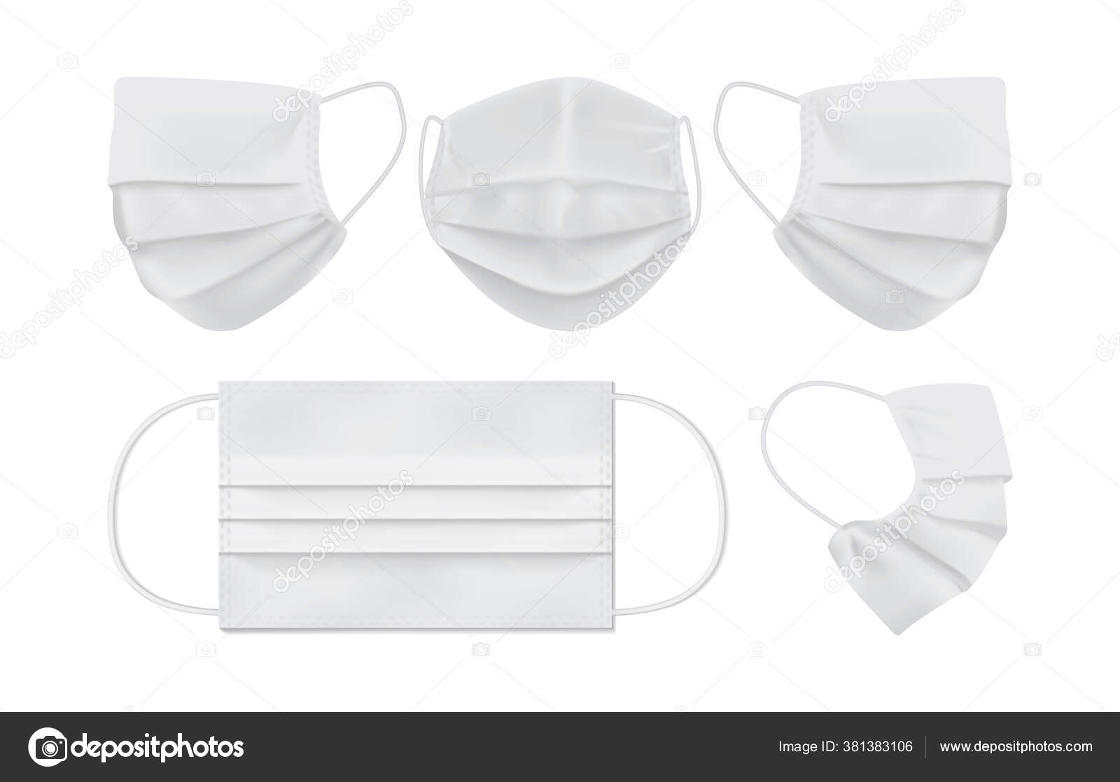 White Face Mask Isolated White Background Mock Vector Stock Vector ...