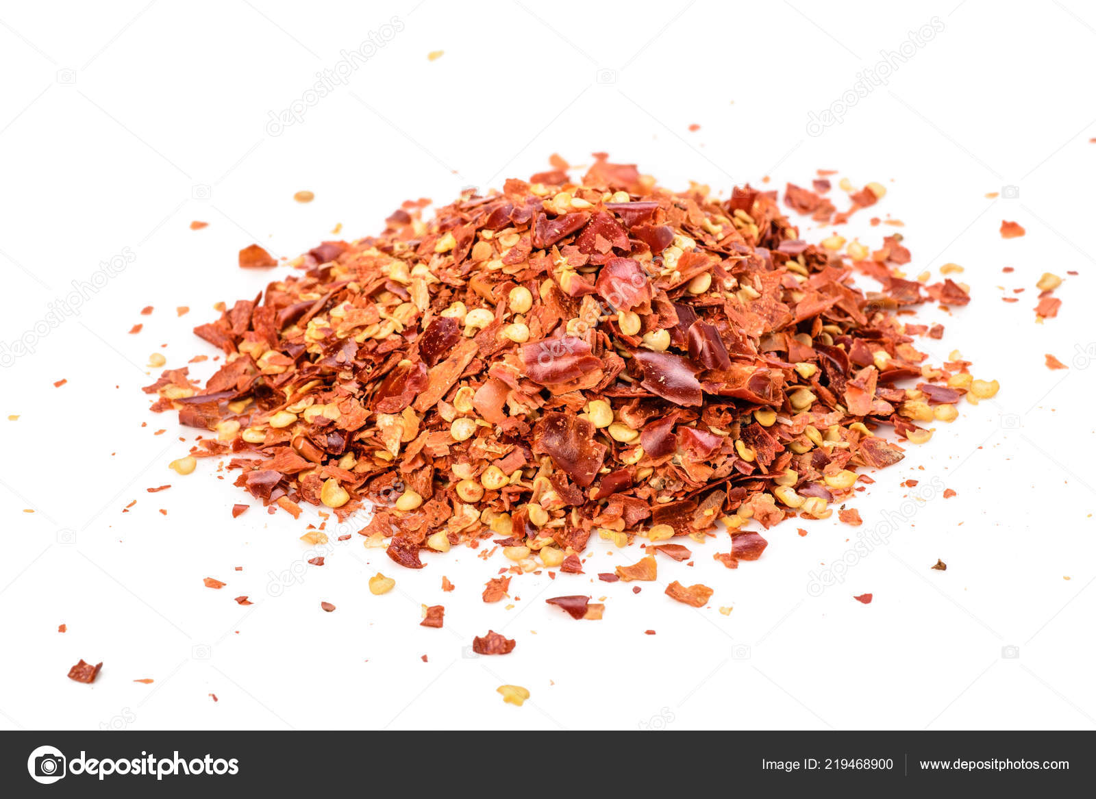 Red Chilli Flakes White Background Stock Photo by ©amylv 219468900