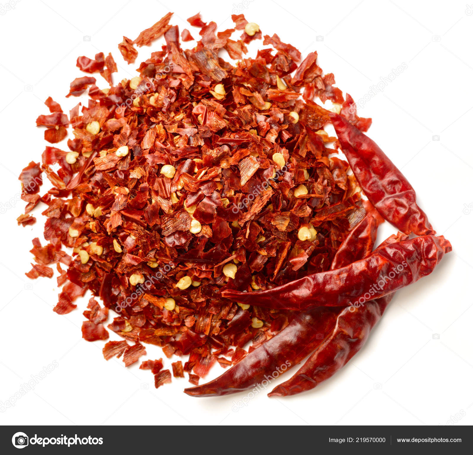 Dried Red Pepper Flakes Isolated White Background — Stock Photo © amylv ...