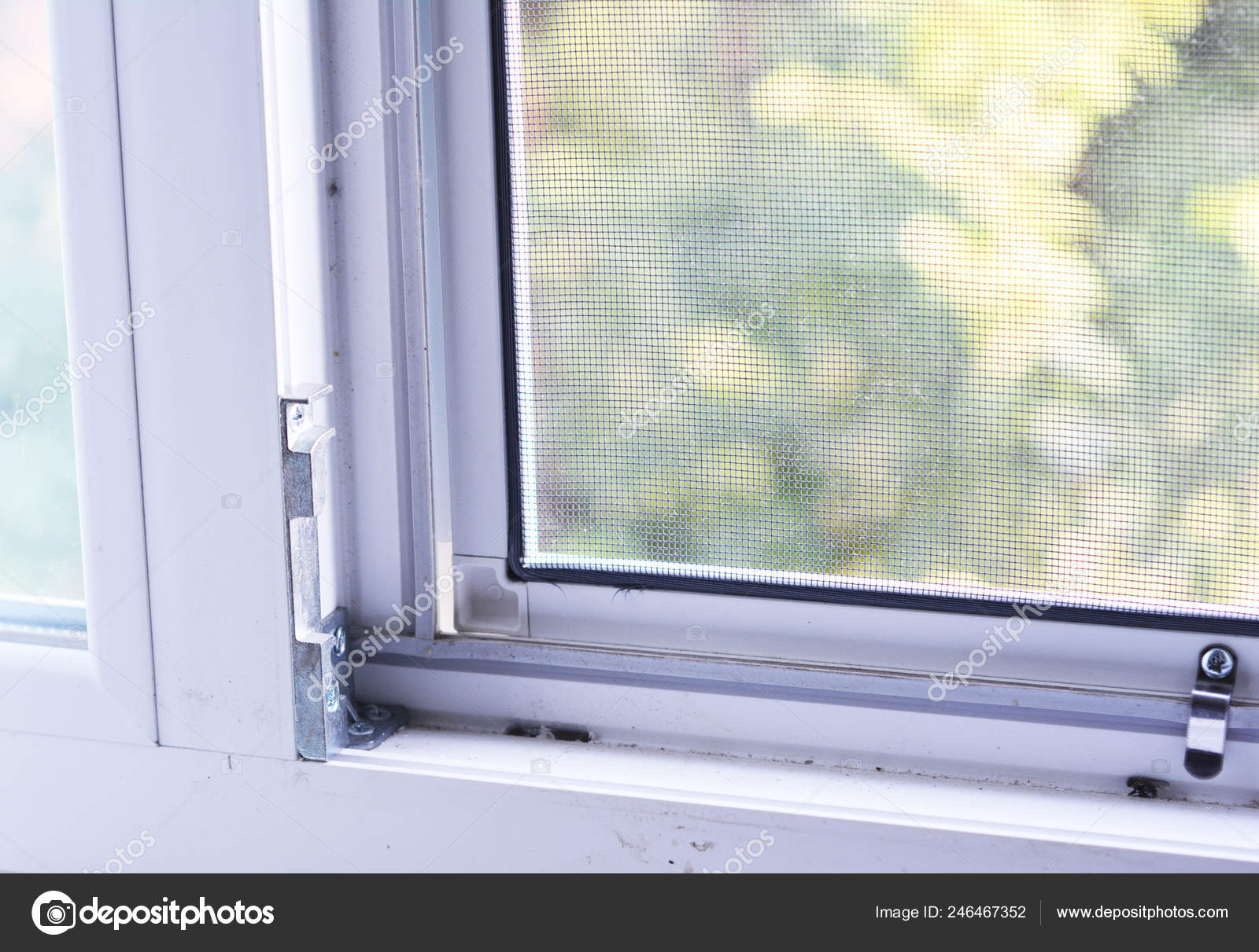 Close Mosquito Wire Screen Installation Window Protect Insects Stock ...