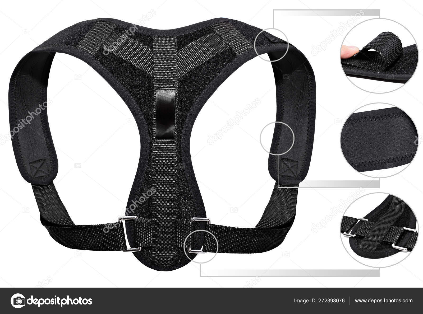 Back Posture Corrector Infographics Closeups Isolated White Background ...