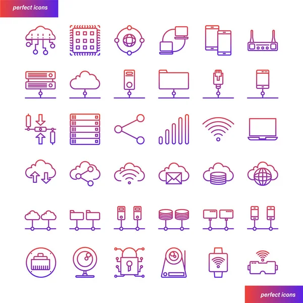 Computer Networks and Database Outline Icons perfect pixel. Stock Vector Image by ©phatpc #208740406