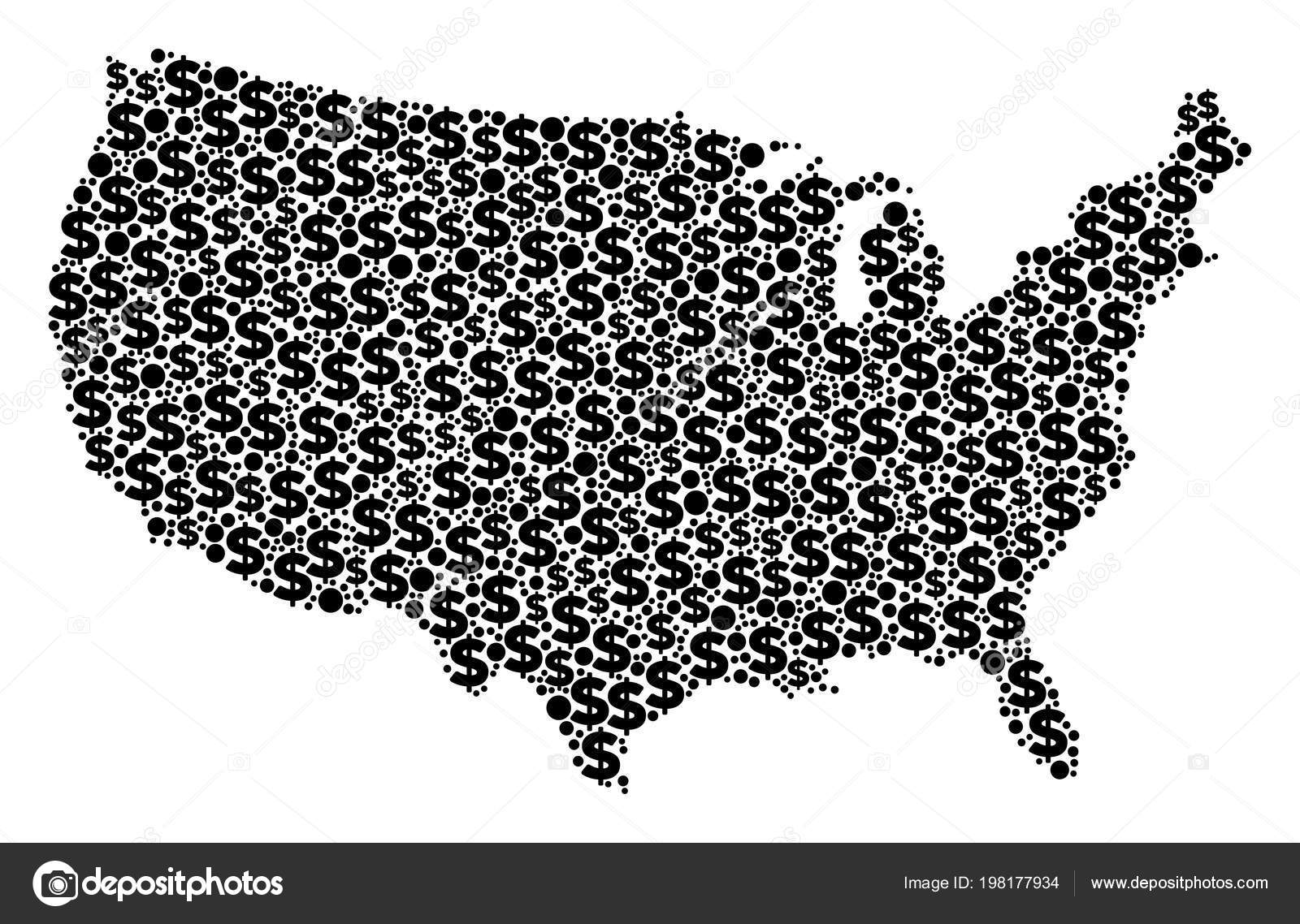 USA Map GDP Composition of Dollar and Dots Stock Vector by ©ahasoft ...