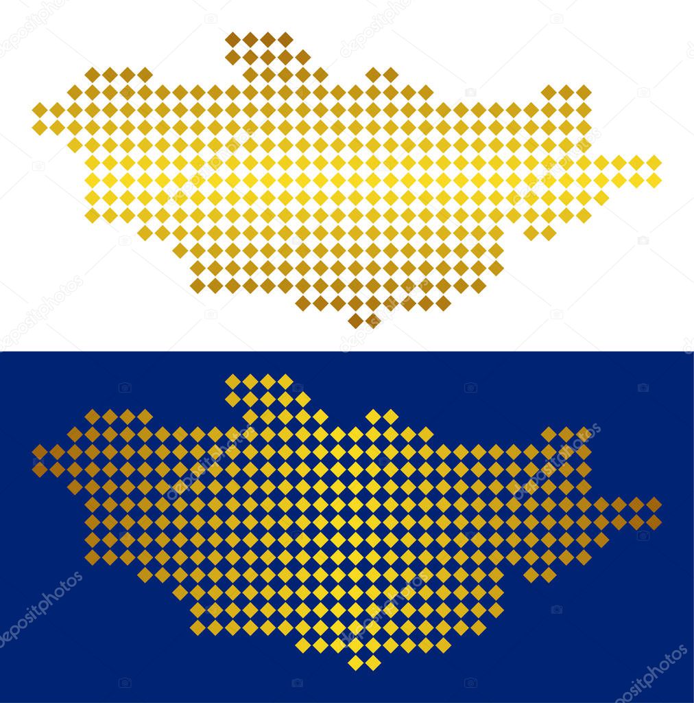 Mapa de Mongolia de lunares dorados. Mapas territoriales vectoriales en ...