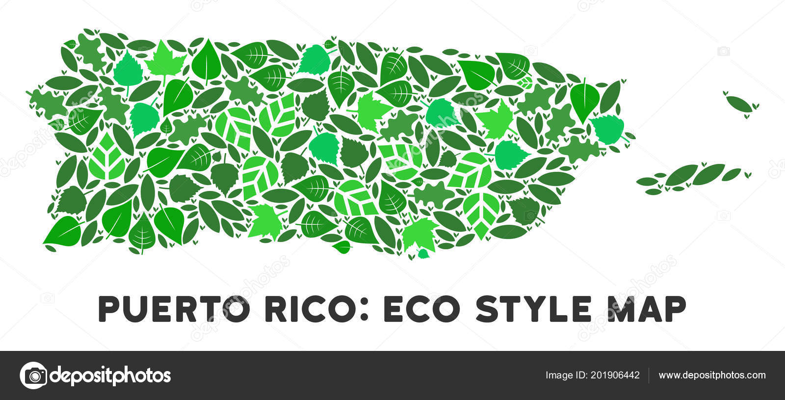 Vector Leaf Green Composition Puerto Rico Map Stock Vector Image by ...