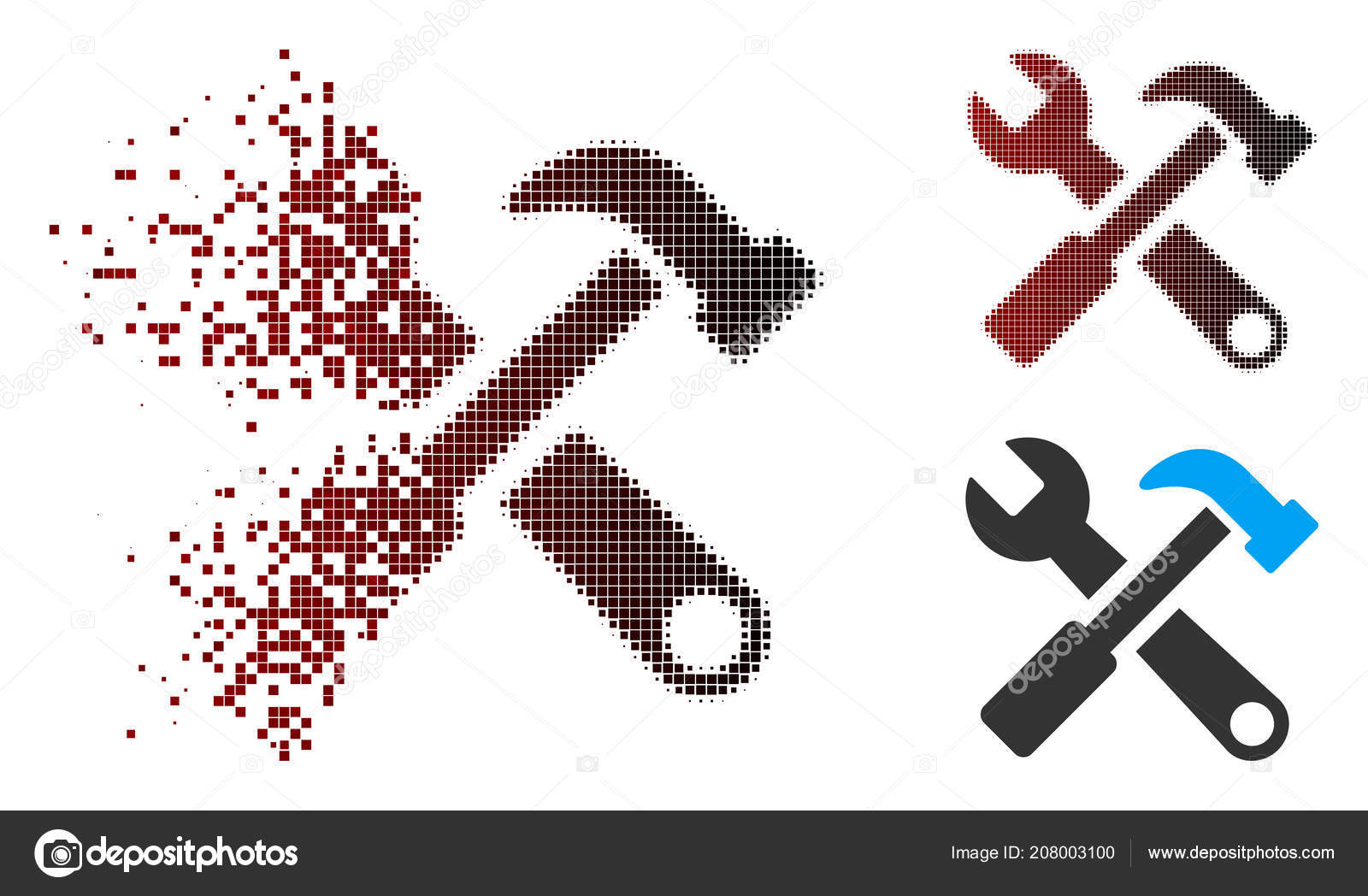 Shredded Pixel Halftone Hammer And Wrench Icon — Stock Vector © ahasoft ... Shredded Pixel Halftone Hammer And Wrench Icon — Stock Vector © ahasoft ...