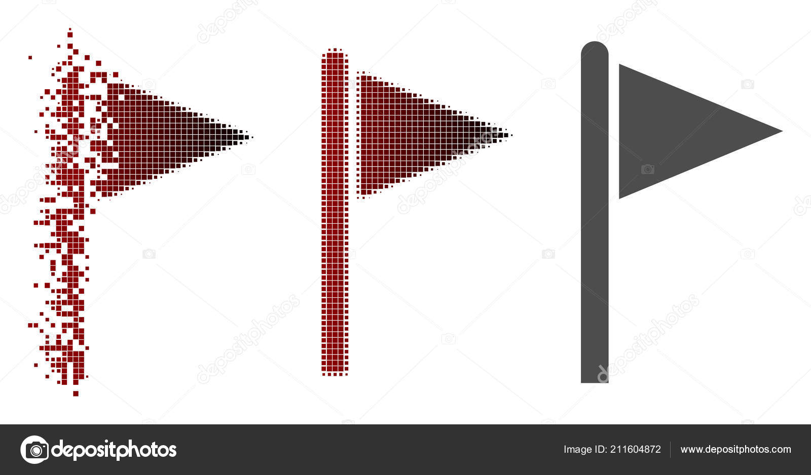 Fragmented Dotted Halftone Triangle Flag Pointer Icon — Stock Vector ... Fragmented Dotted Halftone Triangle Flag Pointer Icon — Stock Vector ...
