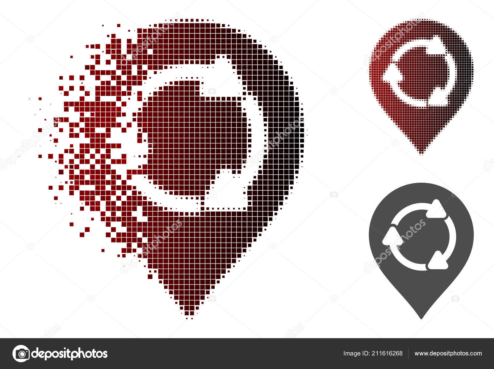 Disintegrating Pixel Halftone Rotation Map Marker Icon — Stock Vector ... Disintegrating Pixel Halftone Rotation Map Marker Icon — Stock Vector ...