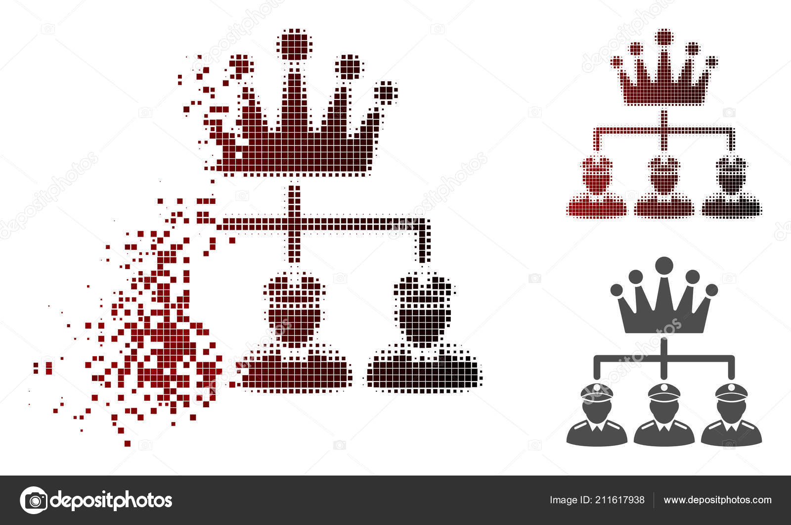 Shredded Pixel Halftone Monarchy Structure Icon — Stock Vector ...