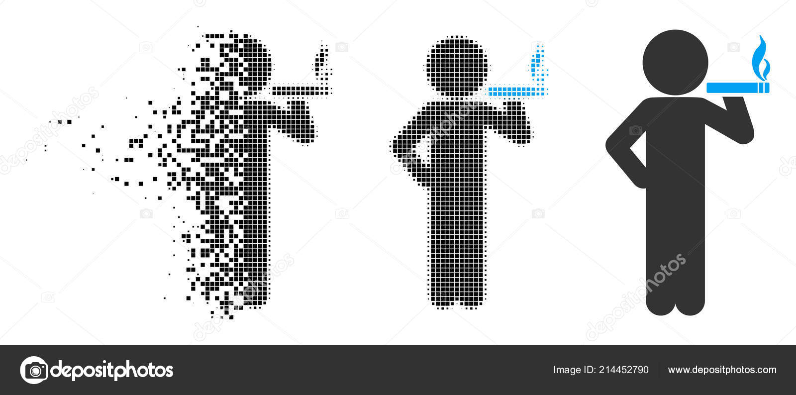 Disappearing Pixelated Halftone Smoking Child Icon — Stock Vector ...