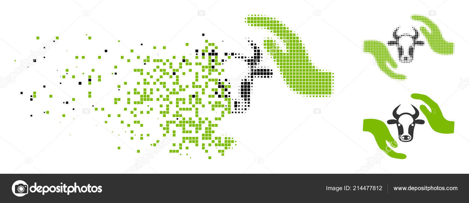 Dissolved Pixel Halftone Cow Protection Hands Icon — Stock Vector ... Dissolved Pixel Halftone Cow Protection Hands Icon — Stock Vector ...