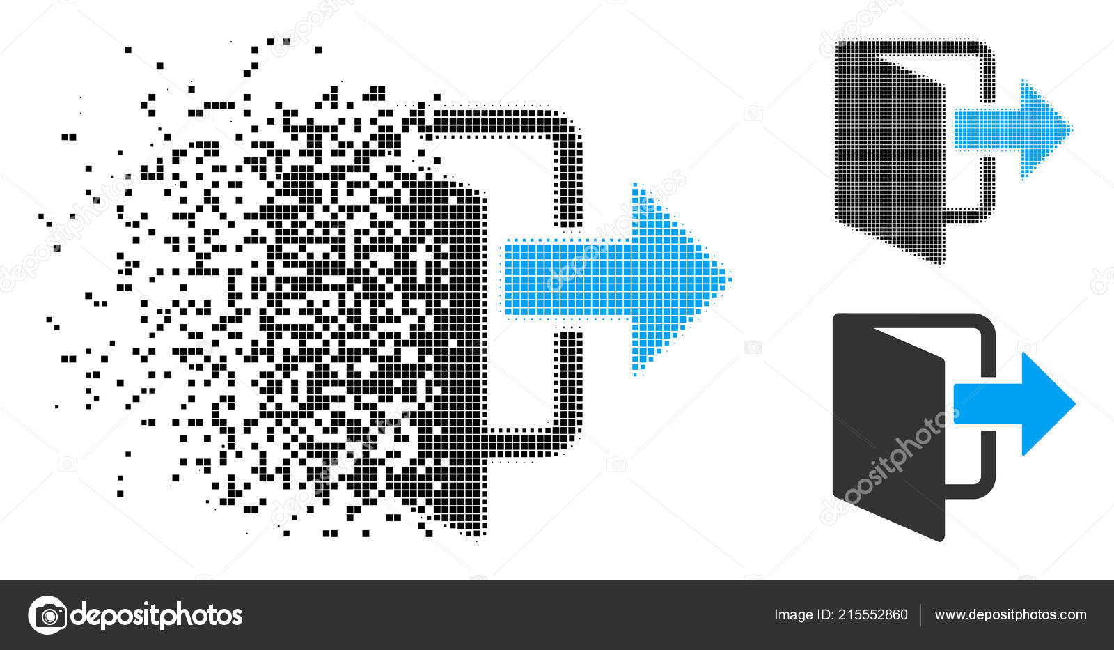 Disintegrating Pixelated Halftone Exit Door Icon Stock Vector by ... Disintegrating Pixelated Halftone Exit Door Icon Stock Vector by ...