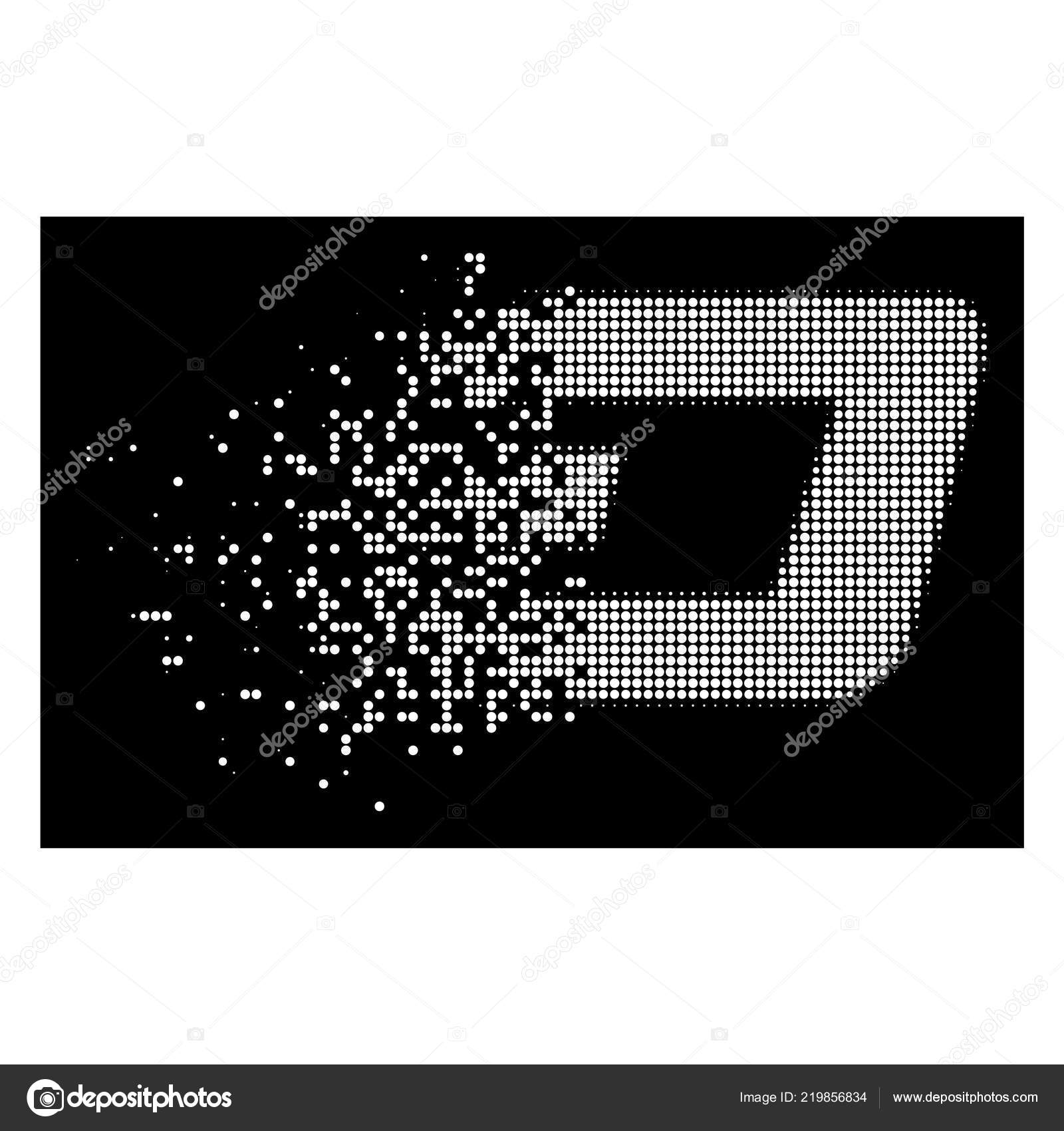 White Dissolving Dotted Halftone Dash Currency Icon — Stock Vector ...