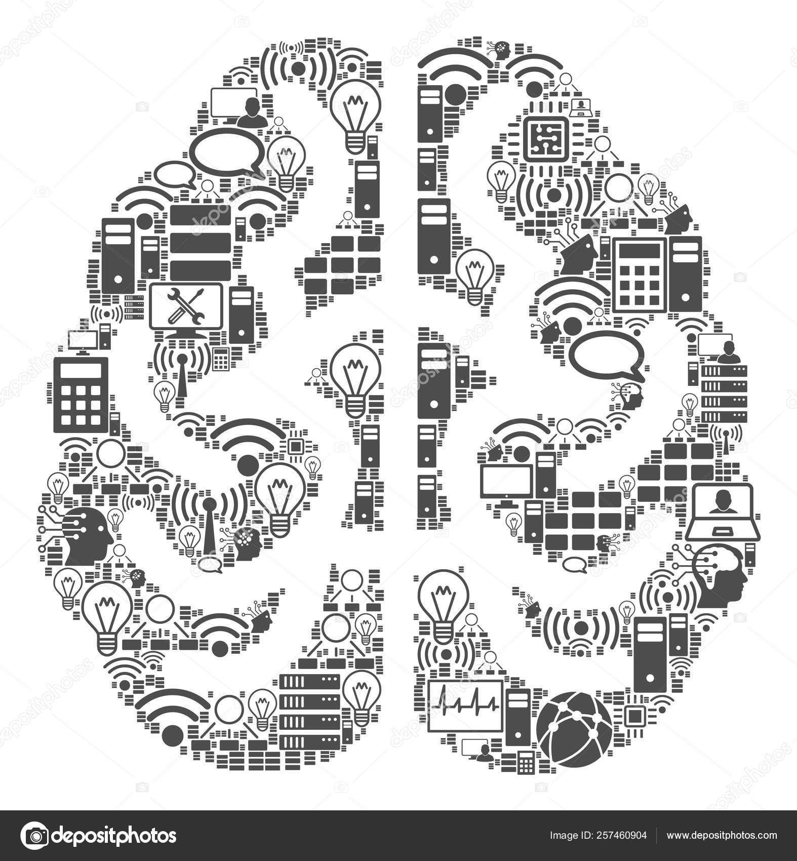 Brain Collage Icon for BigData and Computing Stock Vector Image by ...