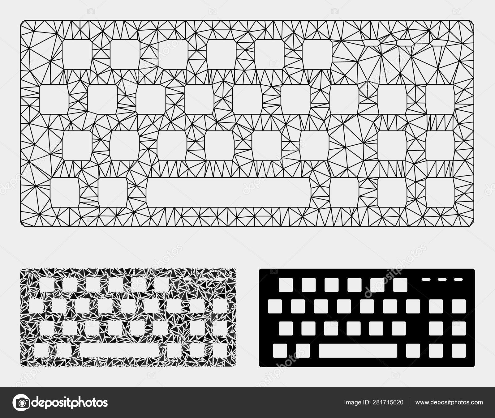 Teclado Vector Malla 2D Modelo y Triángulo Mosaico Icono Vector de ...