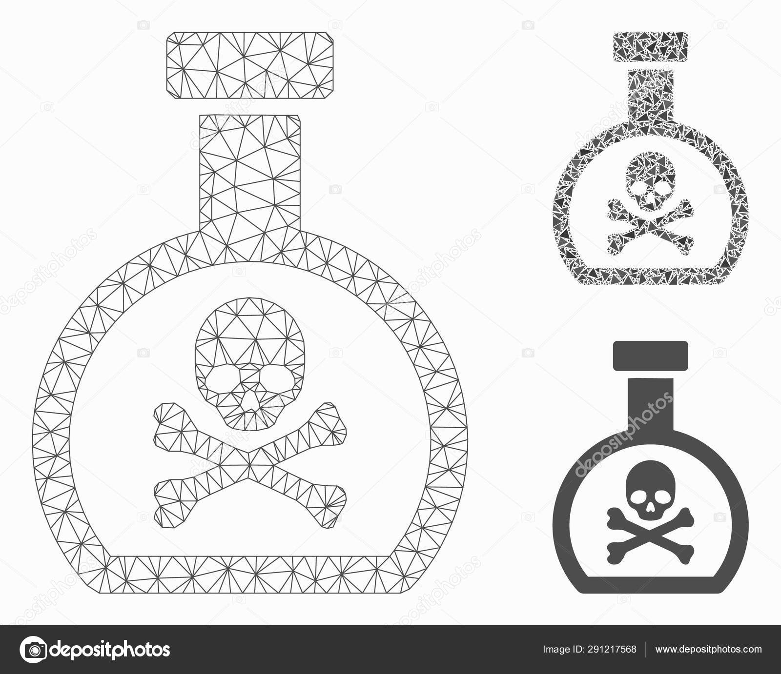 Poison Retort Vector Mesh Network Model and Triangle Mosaic Icon Stock ...