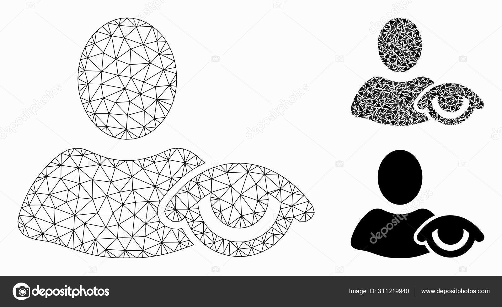 View Vector Mesh Network Model and Triangle Mosaic Icon — Stock Vector ...