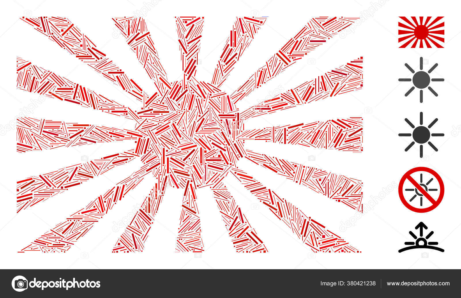 Line Mosaic Japanese Rising Sun Icon Stock Vector by ©ahasoft 380421238
