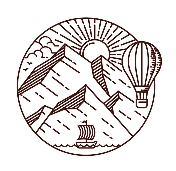 Beautiful Beach Views Line Art Illustration Stock Vector by ...