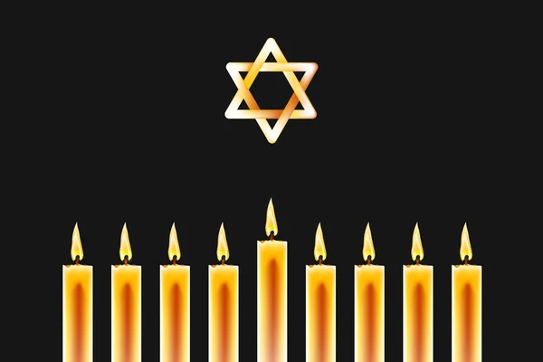 Nine Realistic Candles Menorah Traditional Candelabra Star David Dark ...