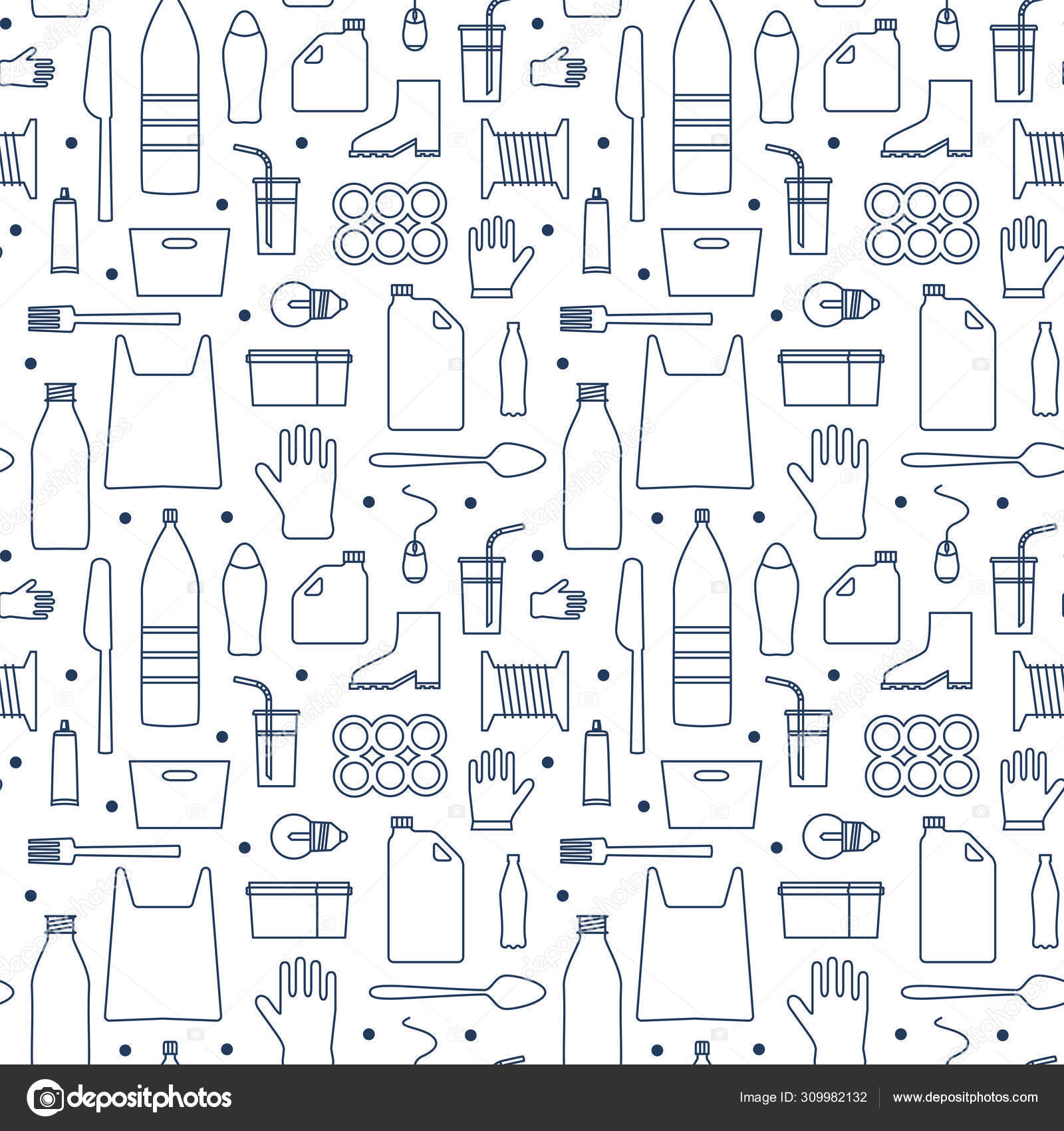 Plastic waste seamless pattern Stock Vector Image by ©oioioio #309982132