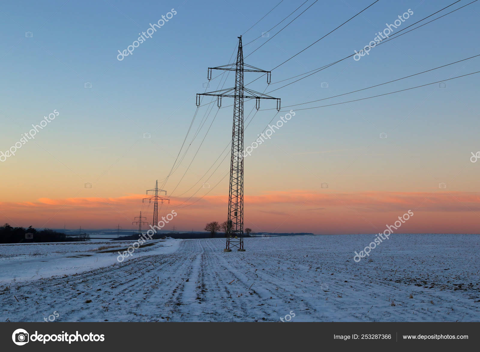 Power Lines Rural Landscape ⬇ Stock Photo, Image by © Malleo #253287366