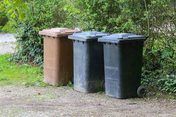 Garbage Cans Different Colors Symbolizing Recycling Germany — Stock ...
