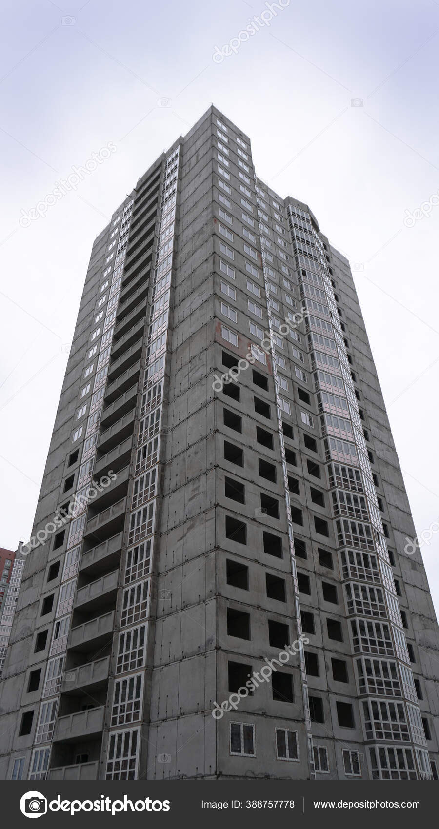 Large Construction Site Background Blue Sky Brick Panel Apartment ...