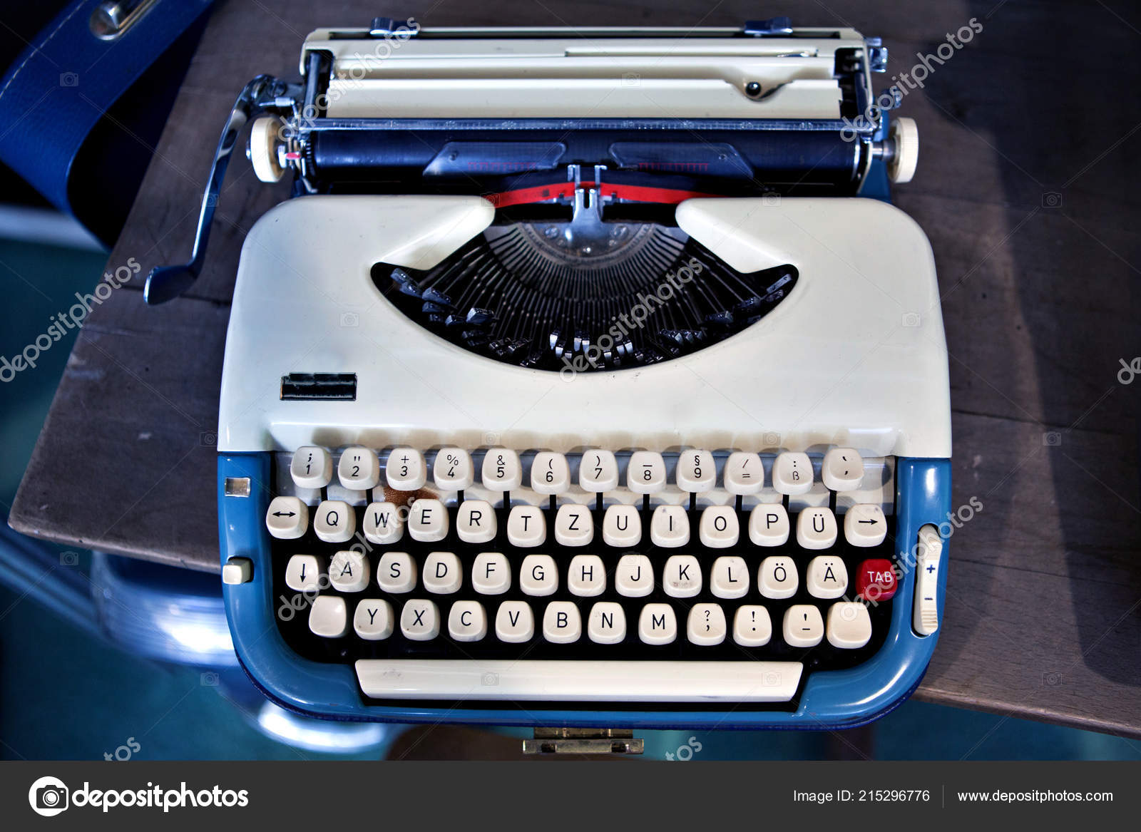 Old Fashioned Blue White Typewriter ⬇ Stock Photo, Image by © lenawurm ...
