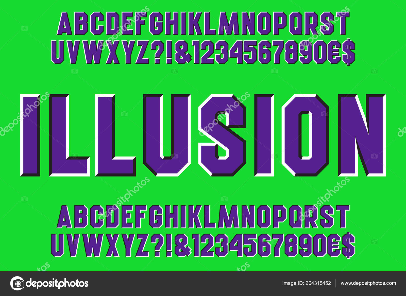 Optical Illusion Alphabet Sliding Letters Numbers Currency Signs Stock ...