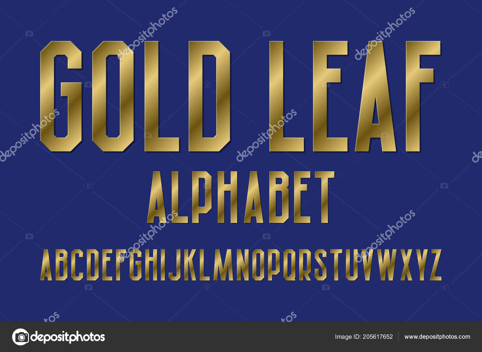Gold Leaf Alphabet High Letters Retro Font Isolated English Alphabet ...
