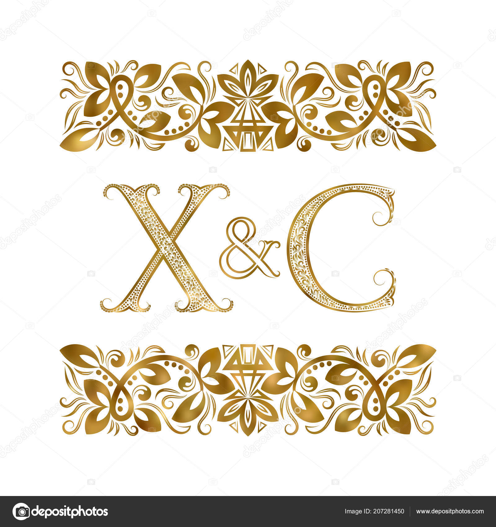 Vintage Initials Logo Symbol Letters Surrounded Ornamental Elements ...